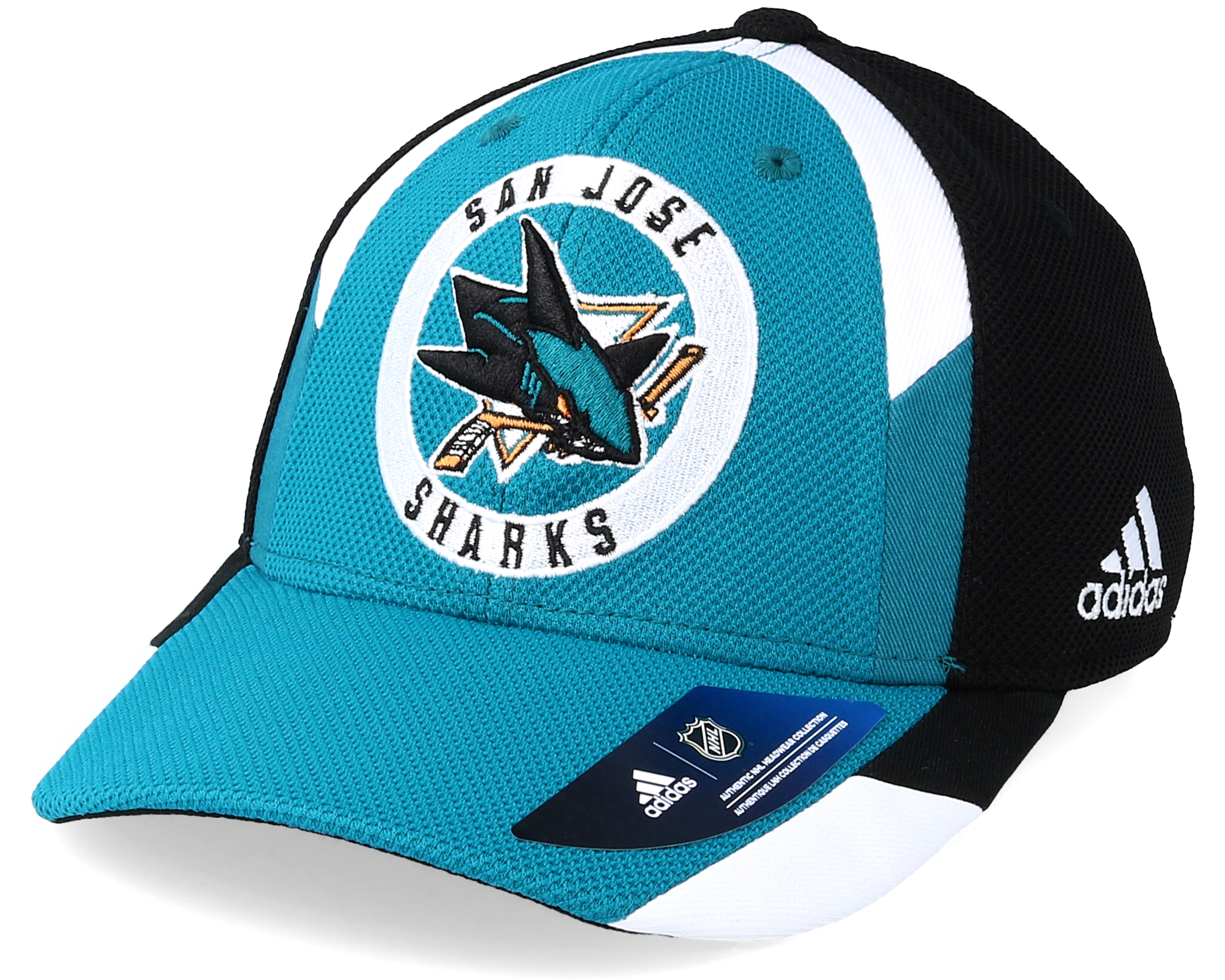 San Jose Sharks Echo Teal/Black Flexfit - Adidas caps - Hatstoreworld.com
