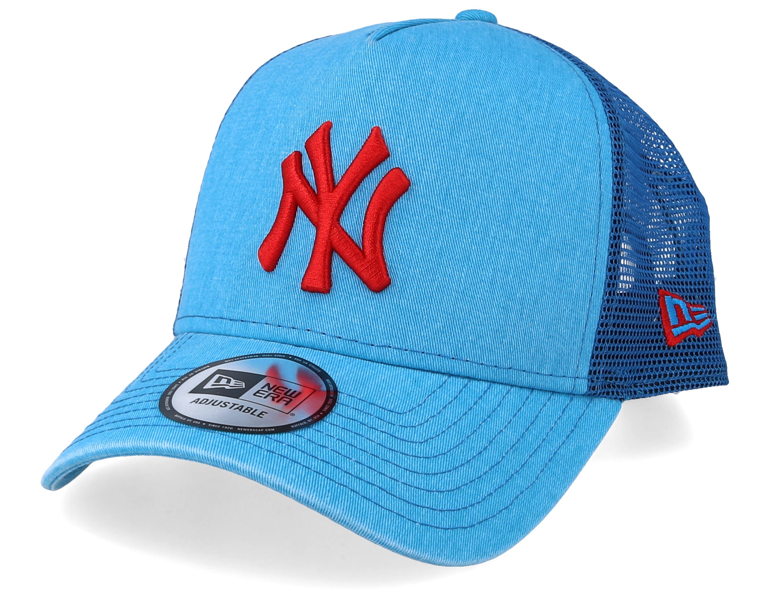 New York Yankees Washed Blue/Red Trucker - New Era caps - Hatstoreworld.com