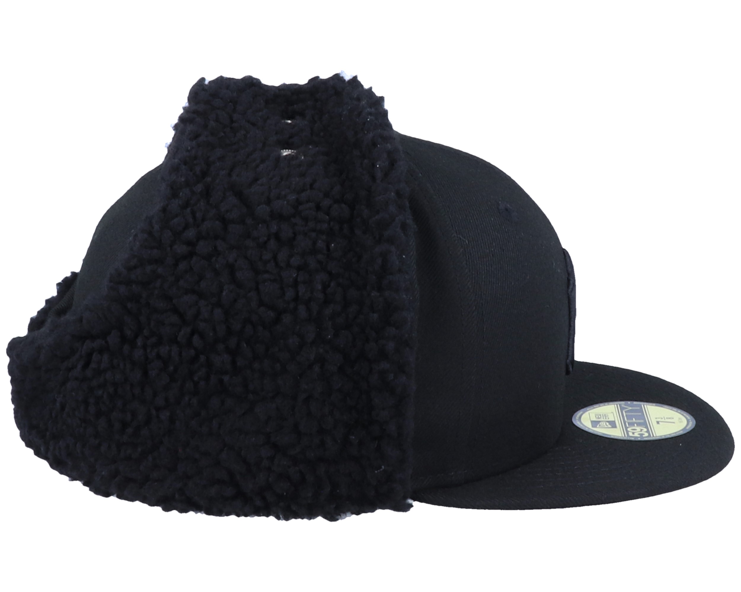 New York Yankees 59Fifty League Essential Dogear Black/Black Ear Flap ...