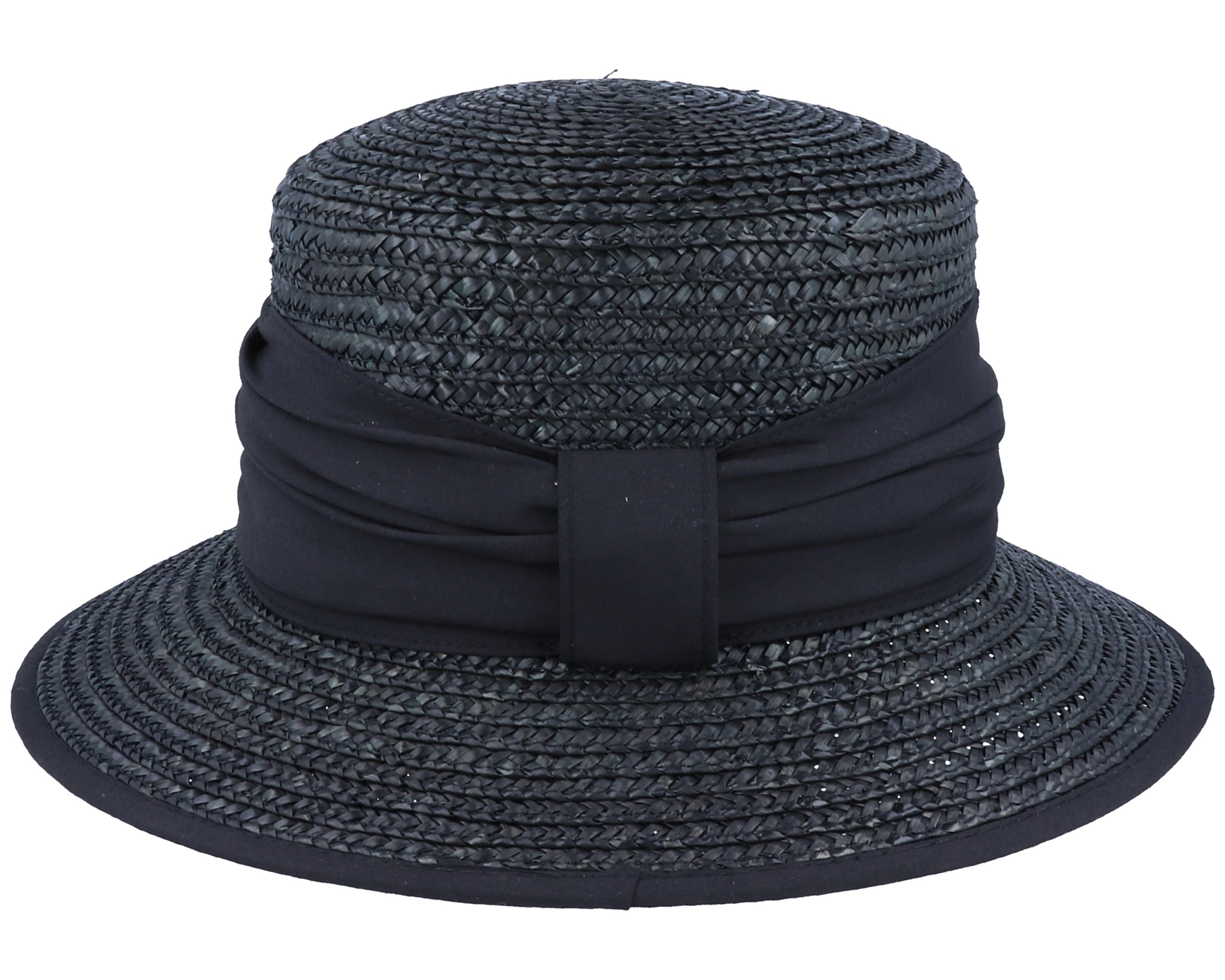 Cloche In Straw Braid Black Straw Hat - Seeberger hats - Hatstoreworld.com