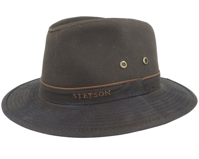 Ava Waxed Cotton Brown Trilby - Stetson hats - Hatstoreworld.com