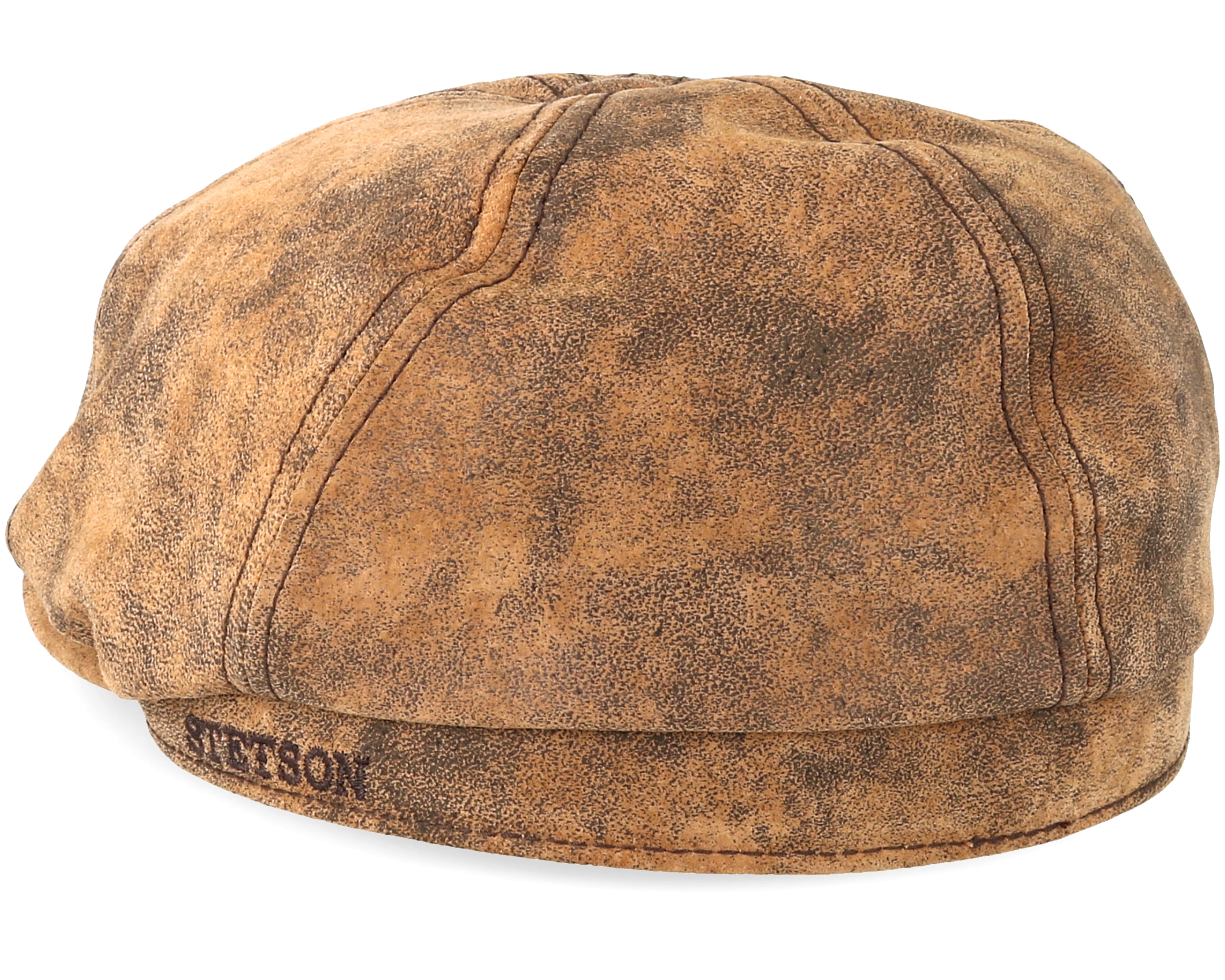 6-Panel Pigskin Brown Flat Cap - Stetson caps - Hatstoreworld.com