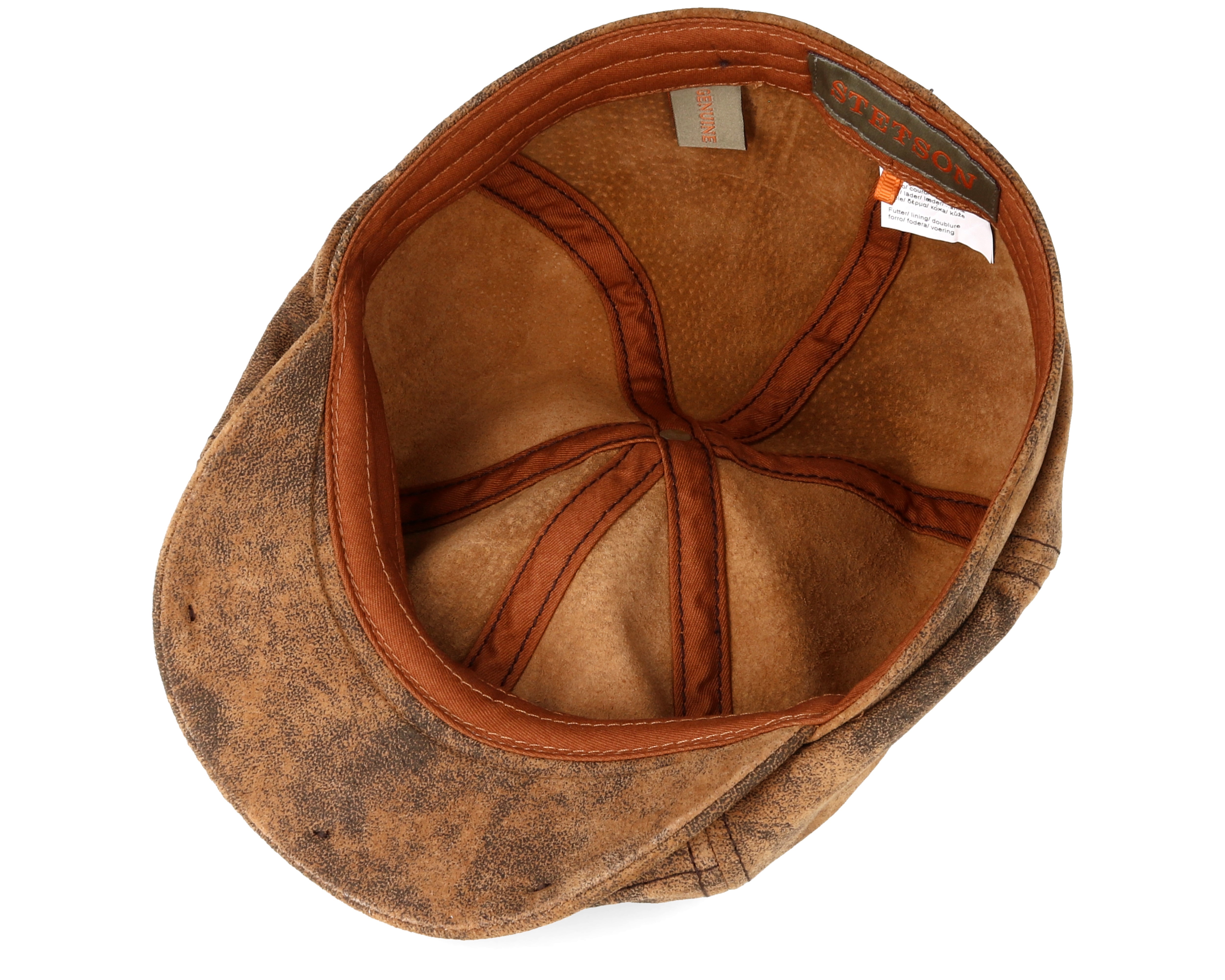 6-Panel Pigskin Brown Flat Cap - Stetson caps - Hatstoreworld.com