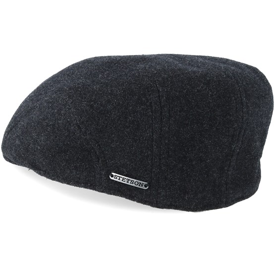 Ivy Cap Wool/Cashmere Black Flat Cap - Stetson caps - Hatstoreworld.com
