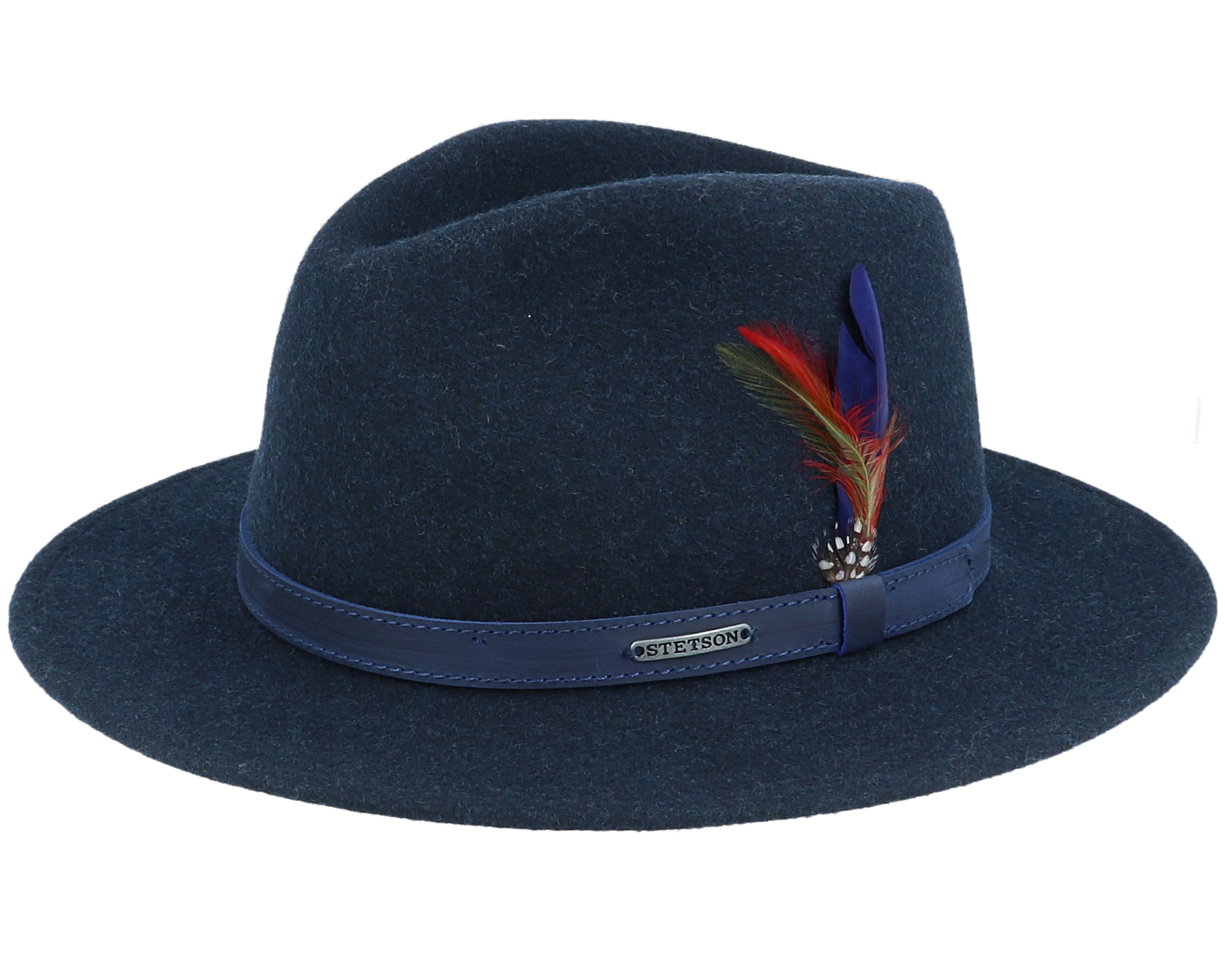 Traveller Woolfelt Mix Navy Fedora - Stetson hats - Hatstoreworld.com