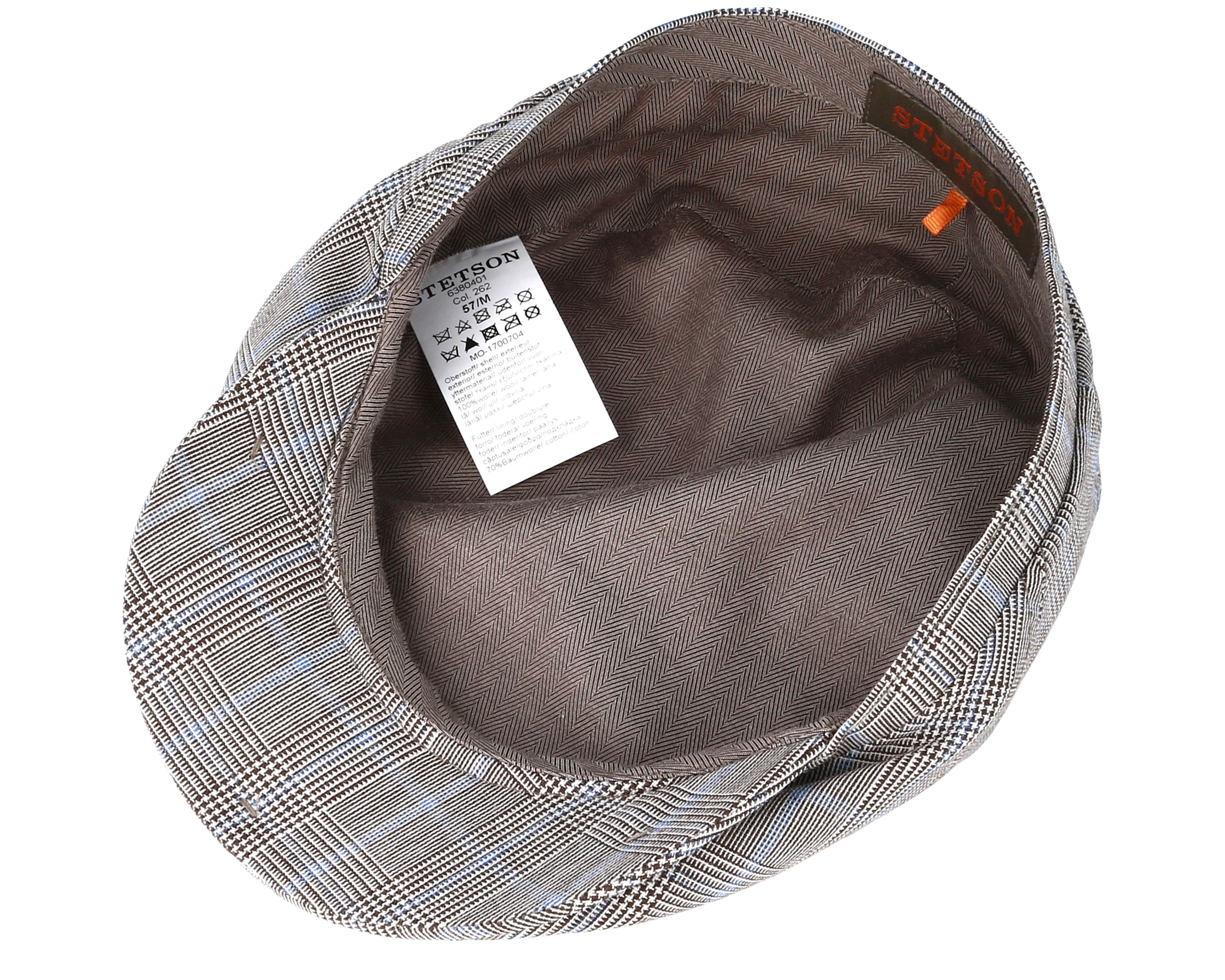 Driver Cap wool Check Grey/Blue Flat Cap - Stetson caps - Hatstoreworld.com