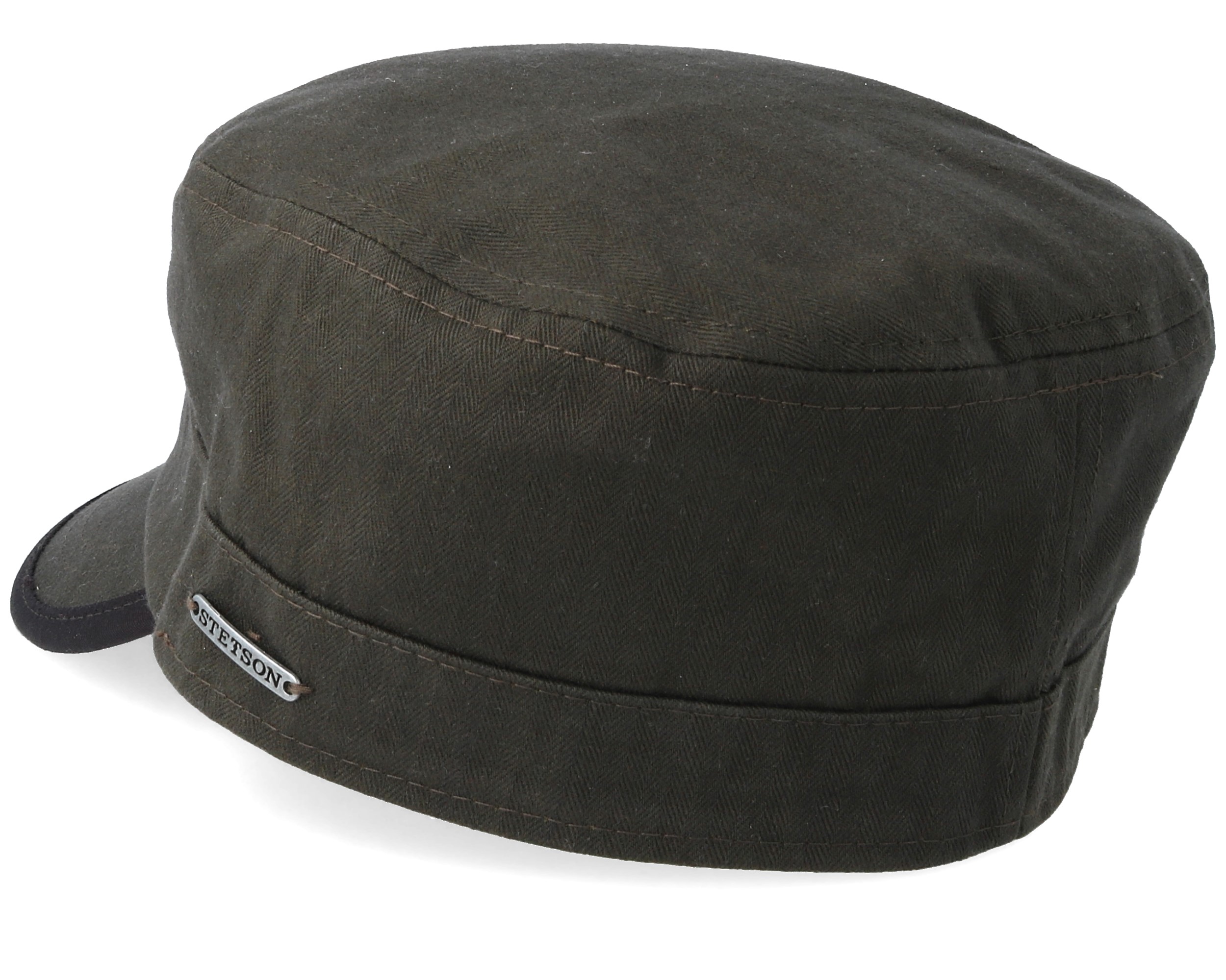 Cap Cotton Herringbone Dark Army Green Army - Stetson caps ...