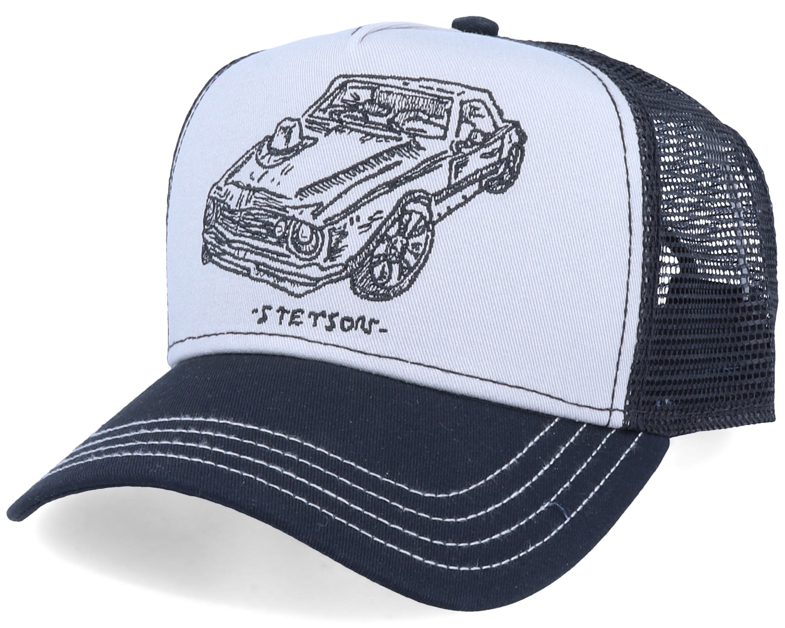 Muscle Car And Hat Grey/Black Trucker - Stetson caps - Hatstoreworld.com