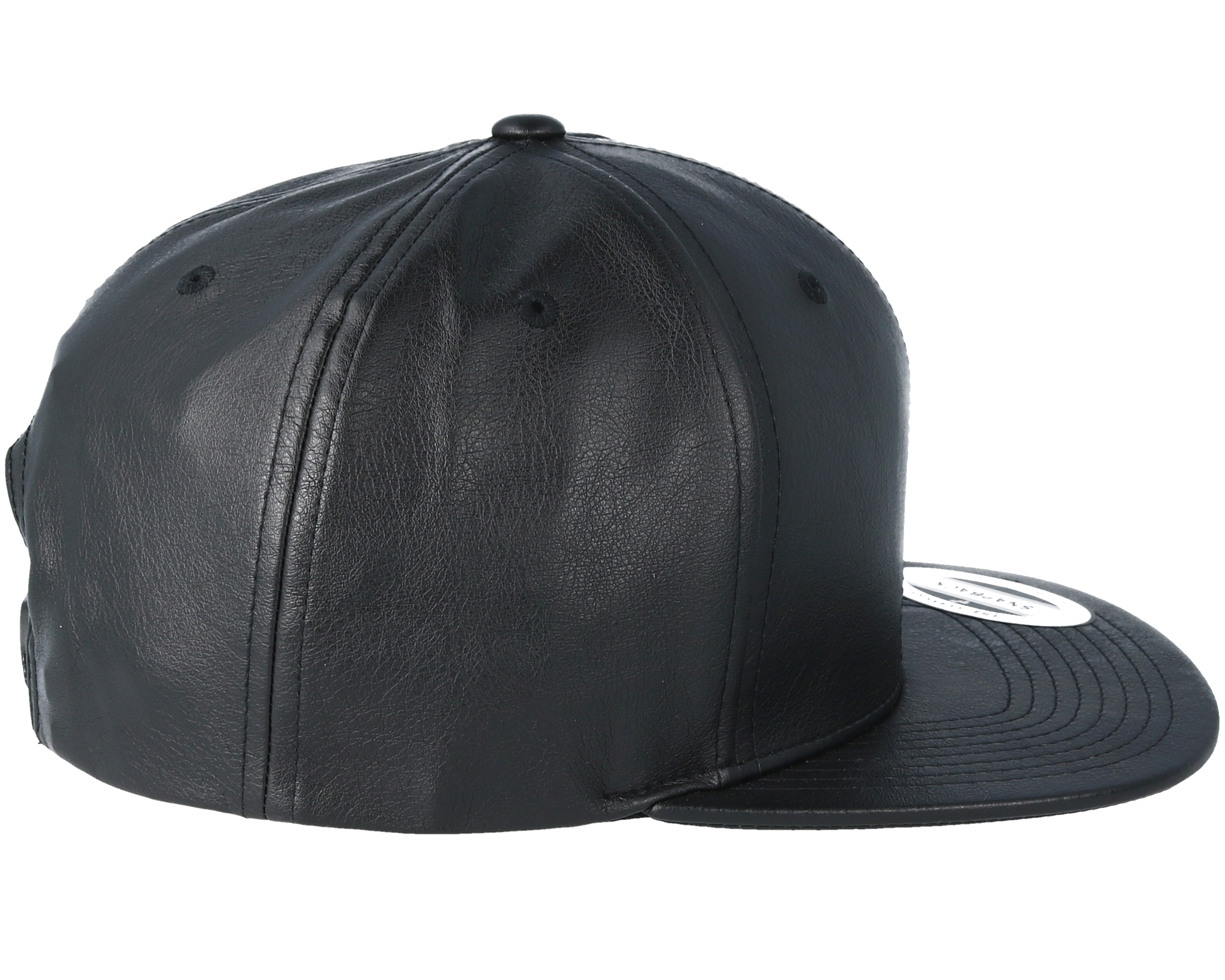 Leather Imitation Black/Black Snapback - Yupoong caps - Hatstoreworld.com