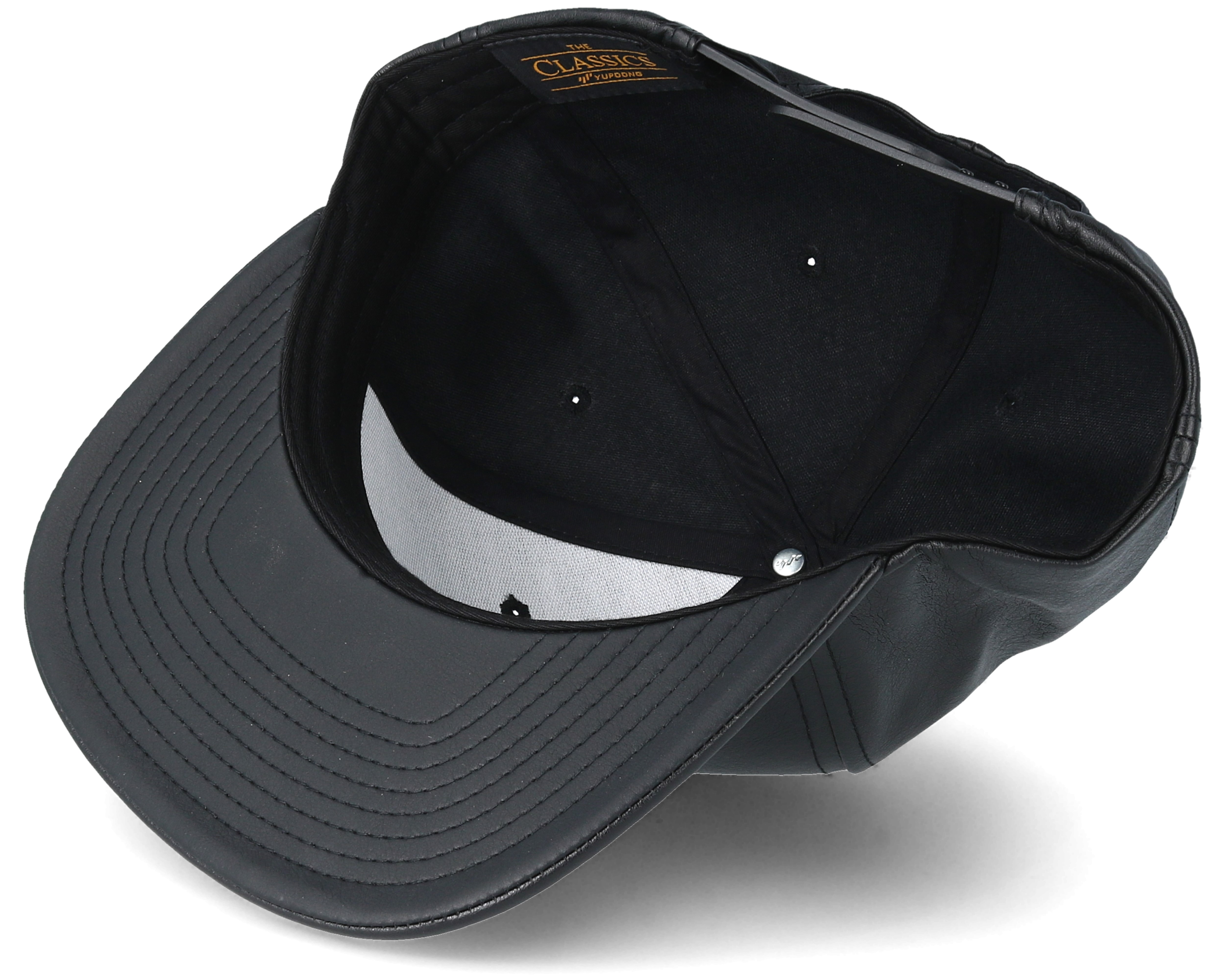 Leather Imitation Black/Black Snapback - Yupoong caps - Hatstoreworld.com