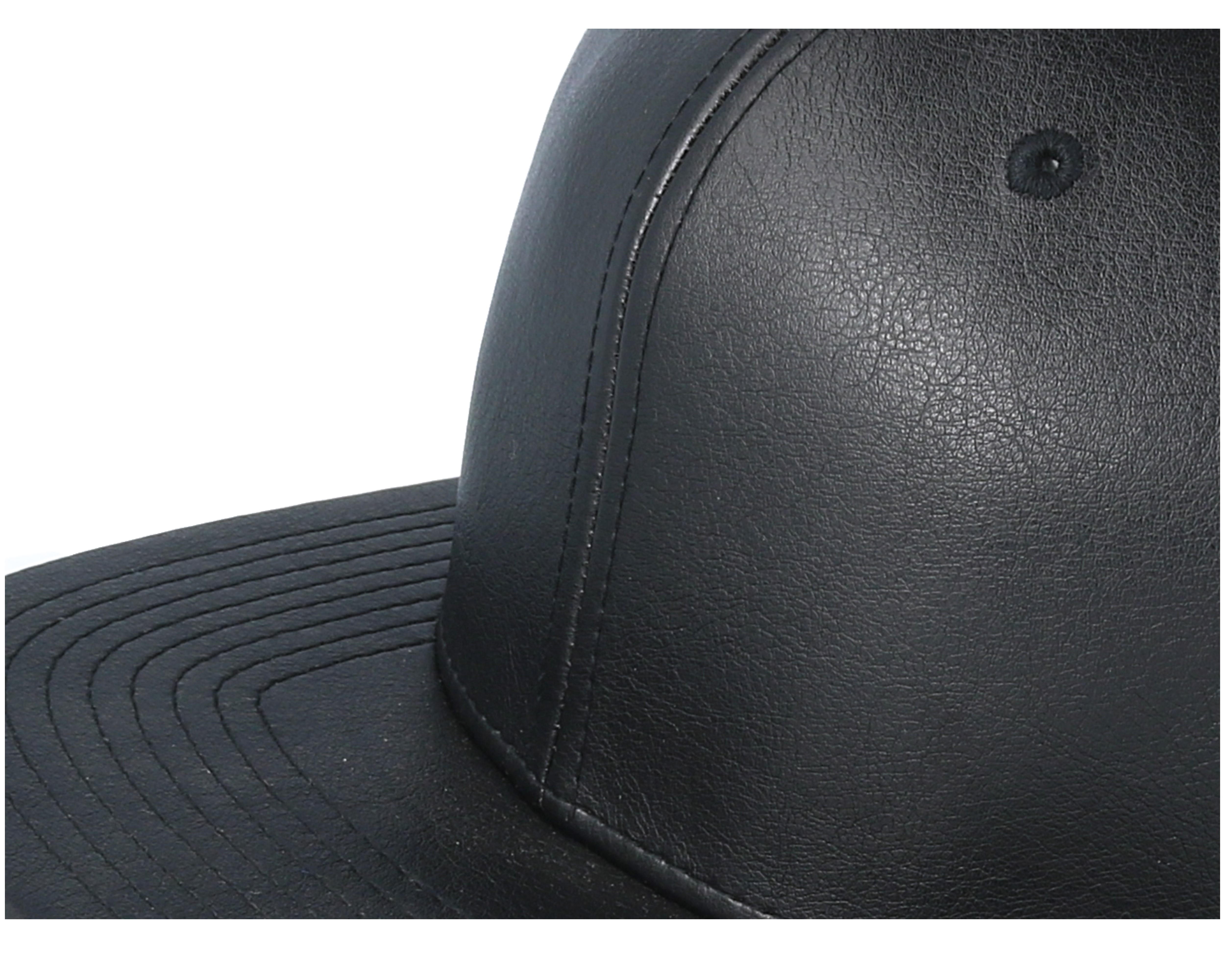 Leather Imitation Black/Black Snapback - Yupoong caps - Hatstoreworld.com