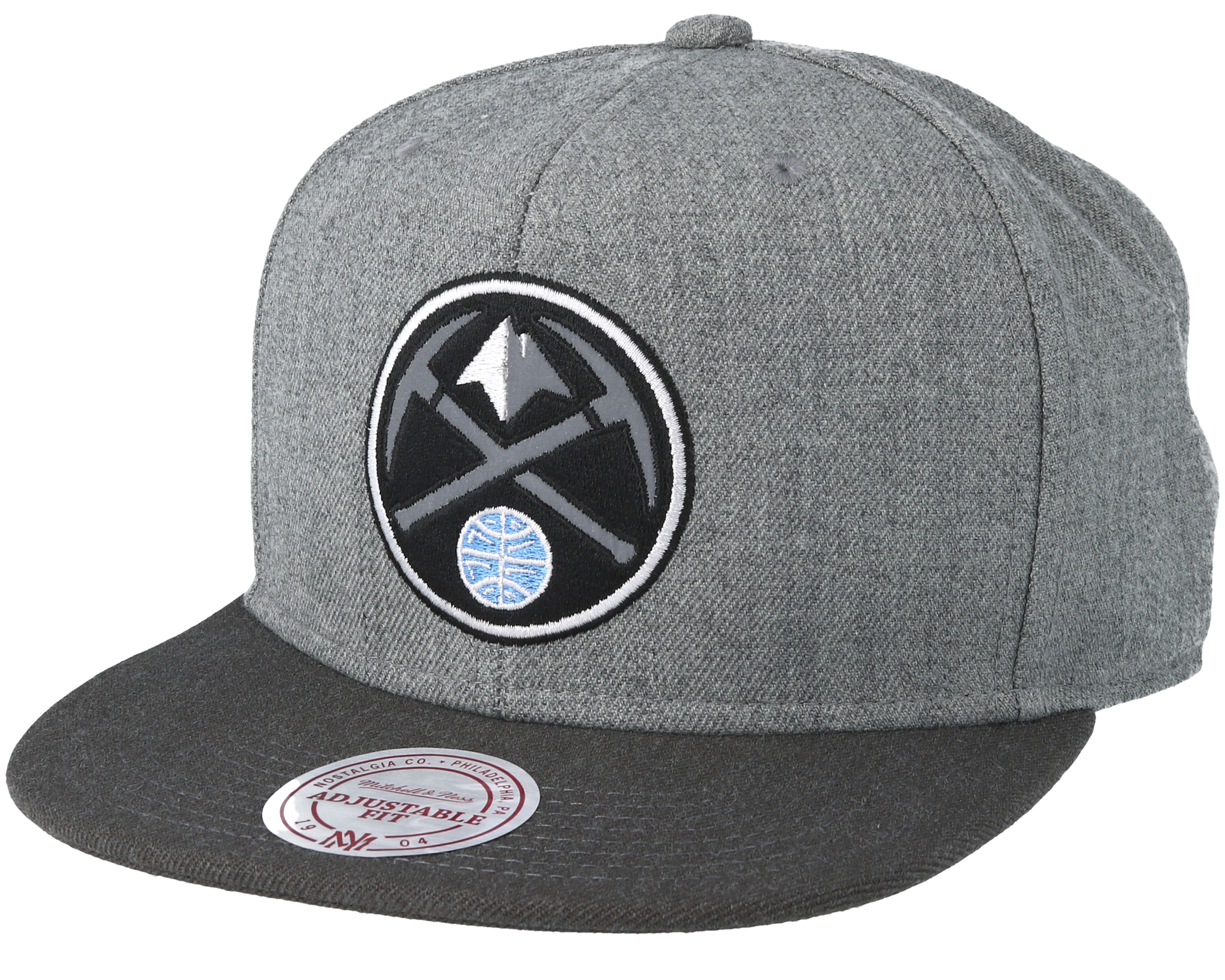 Denver Nuggets Heather Reflective Grey Snapback - Mitchell & Ness caps ...