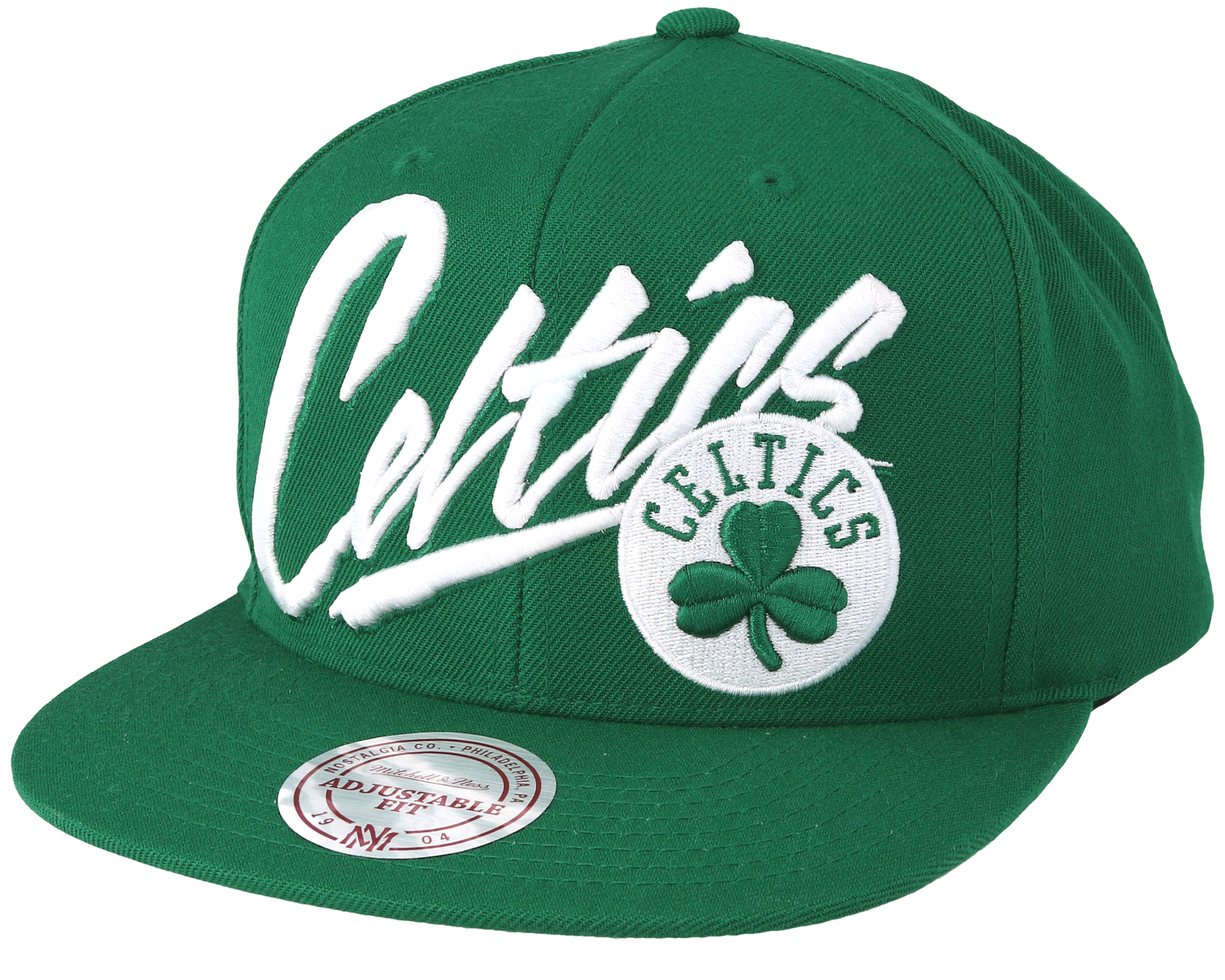 Boston Celtics Vice Script Solid Green Snapback - Mitchell & Ness caps ...