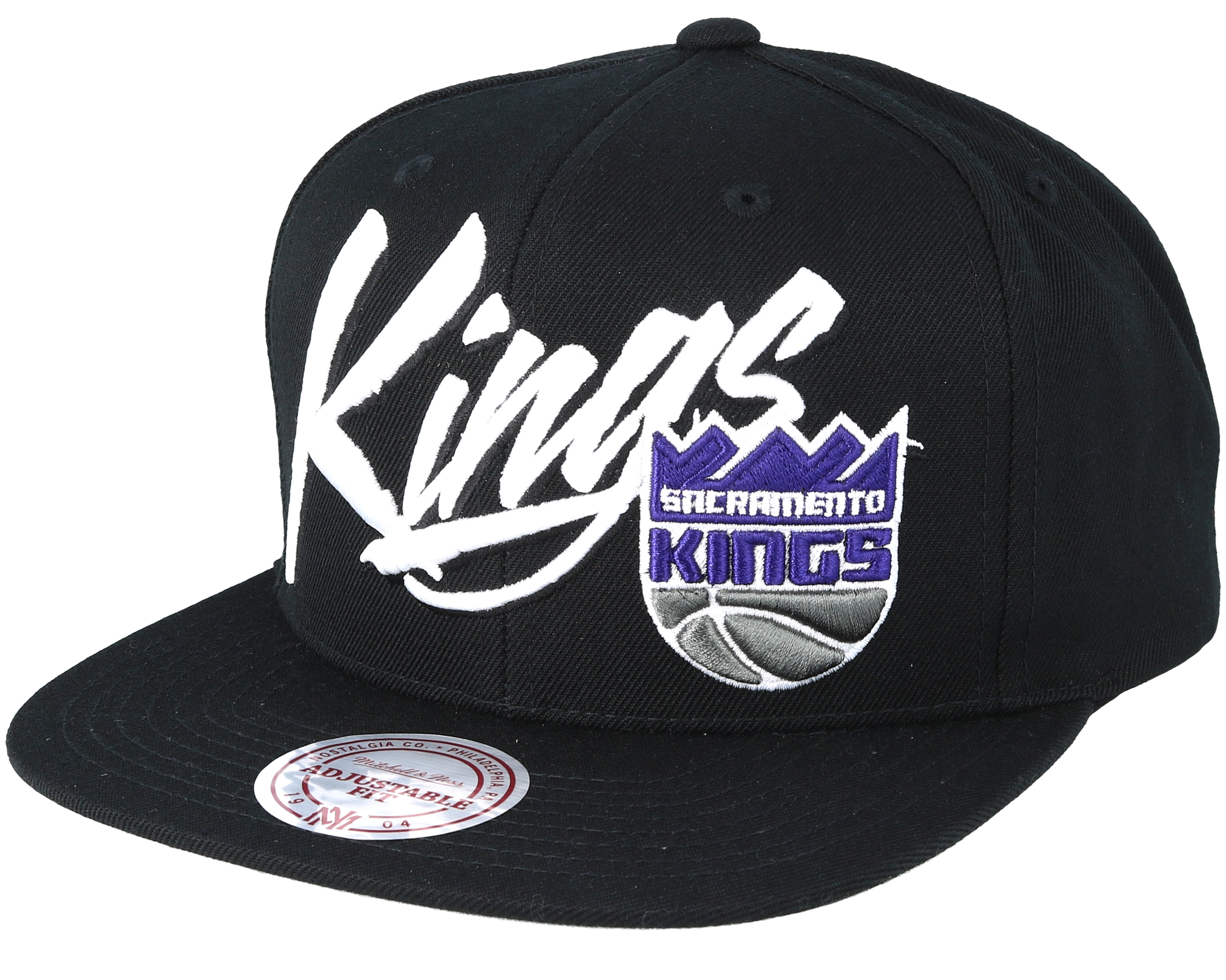 Sacramento Kings Vice Script Solid Black Snapback - Mitchell & Ness ...