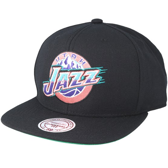 Utah Jazz Wool Wool Solid 2 Black Snapback - Mitchell & Ness caps ...