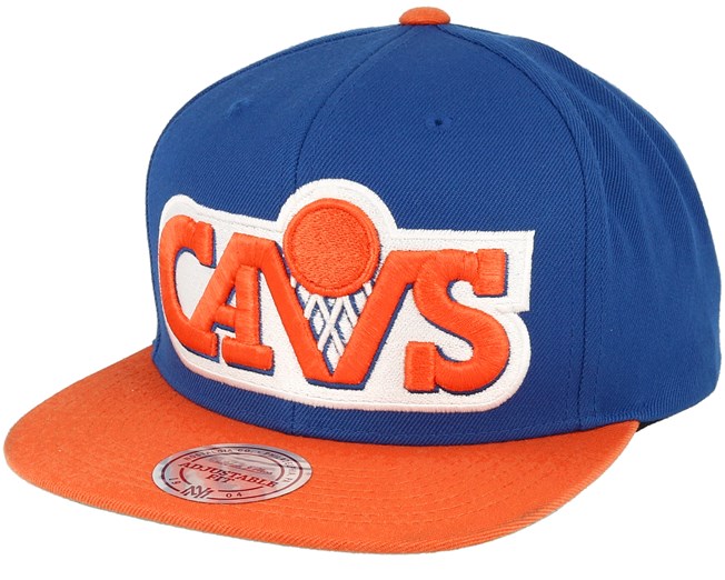 Cleveland Cavaliers XL Logo 2 Tone Blue/Orange Snapback - Mitchell ...