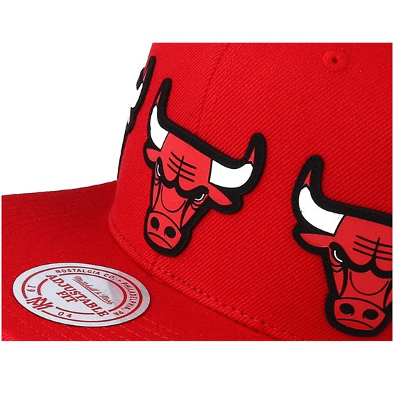 Chicago Bulls Multi Logo Red Snapback - Mitchell & Ness caps ...