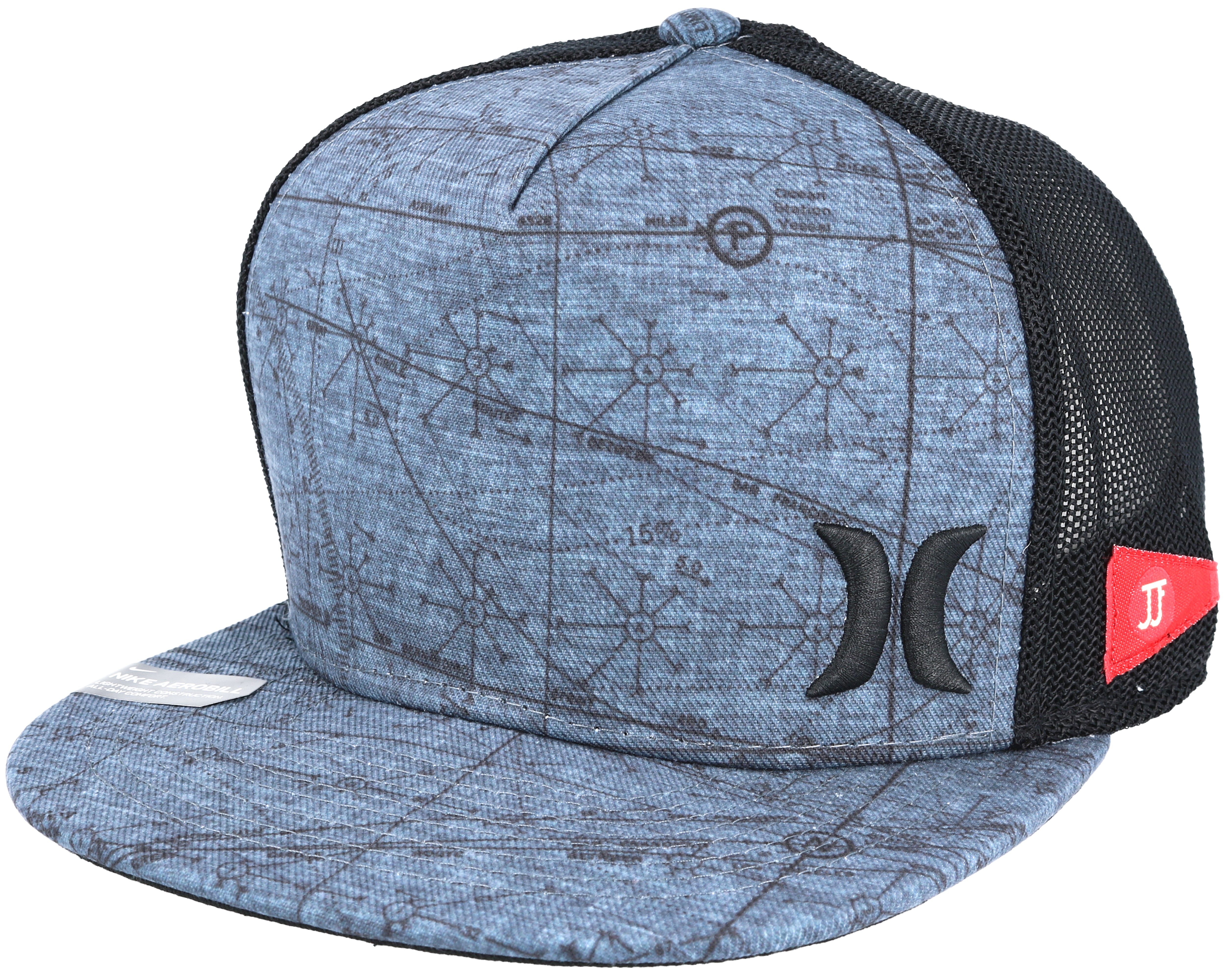 JJF Maps Trucker Navy/Black Snapback - Hurley caps - Hatstoreworld.com
