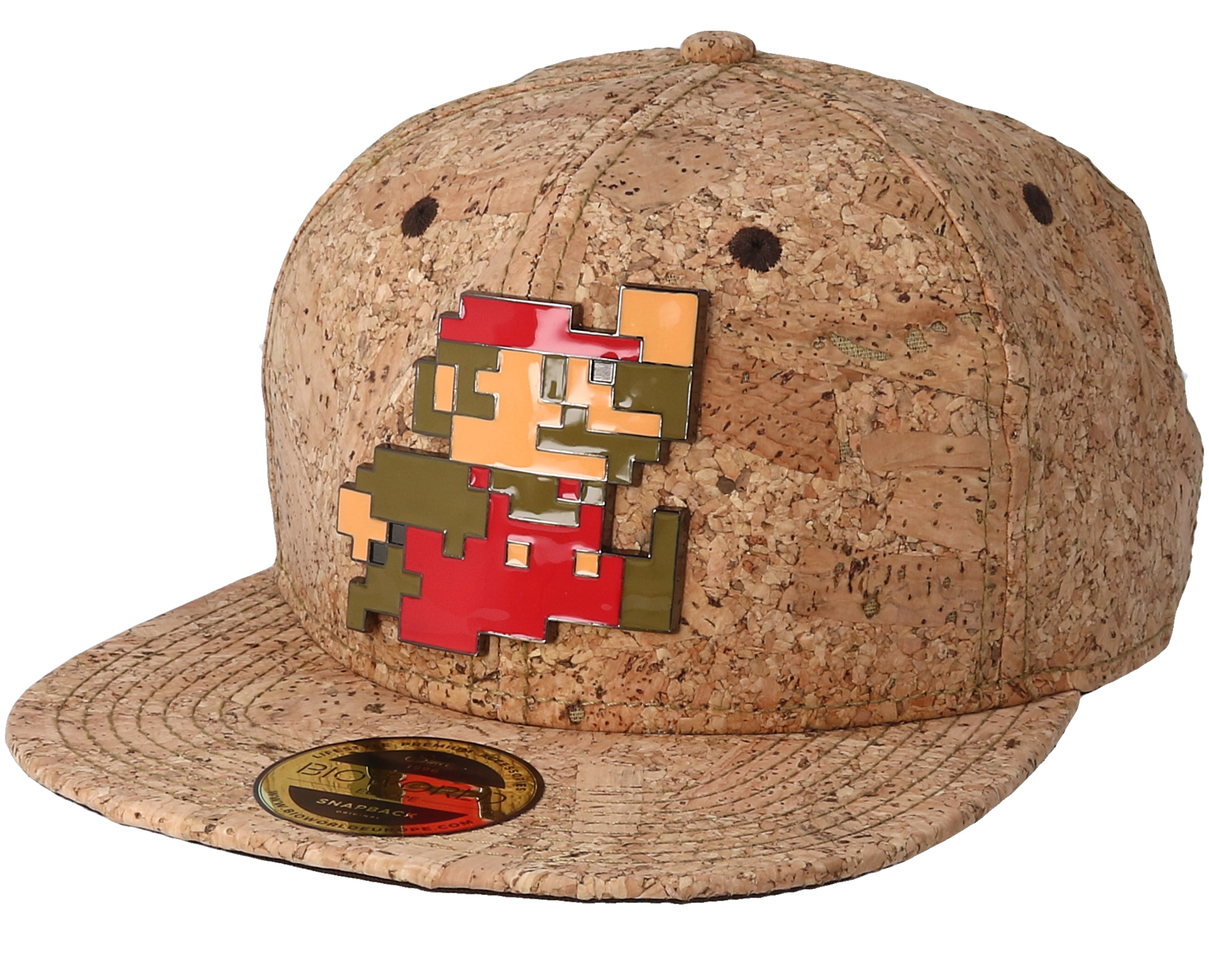 Nintendo Super Mario Metal Pixel Logo Cork Snapback - Bioworld caps ...