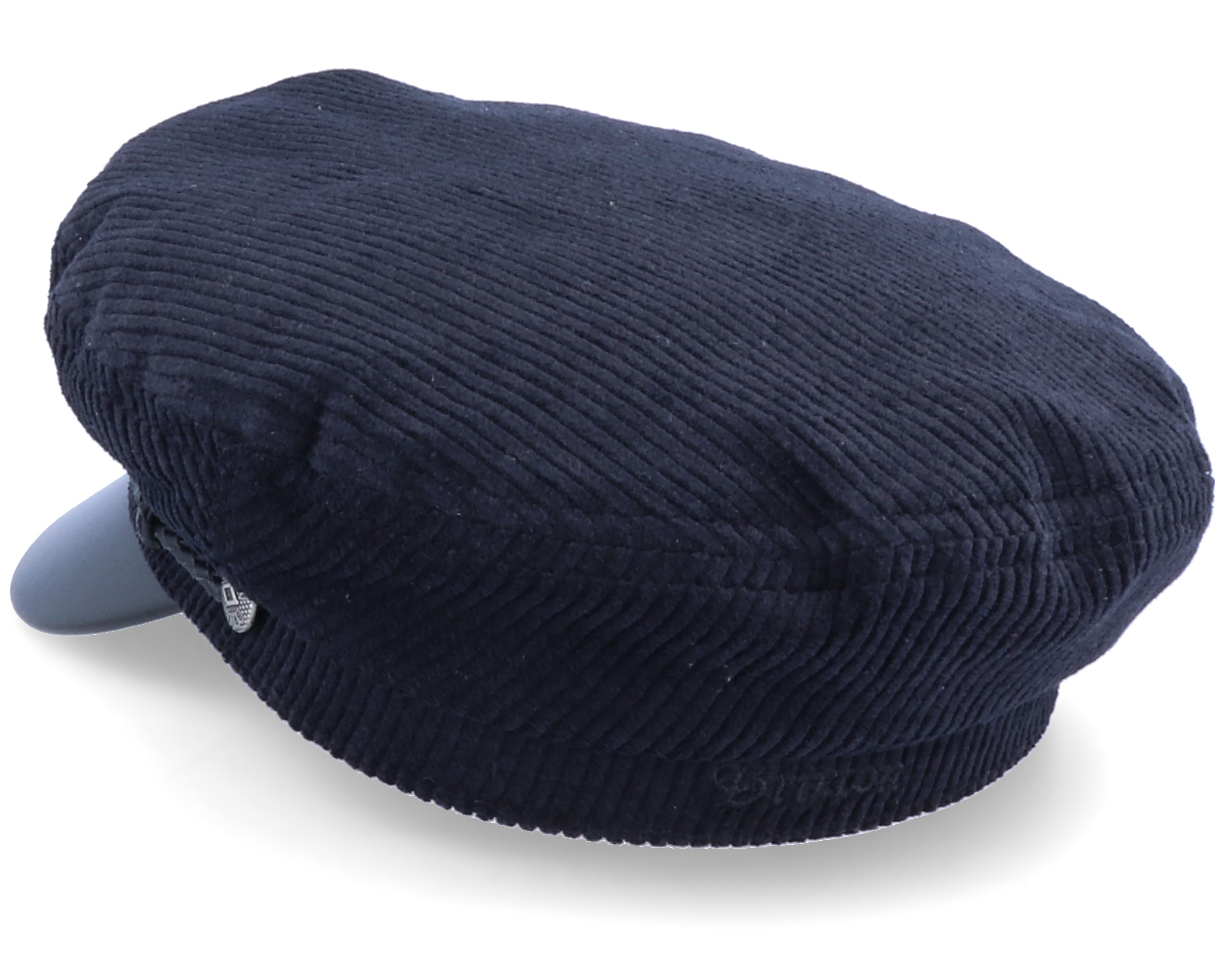 Fiddler Black/Black Leather Flat Cap - Brixton caps - Hatstoreworld.com