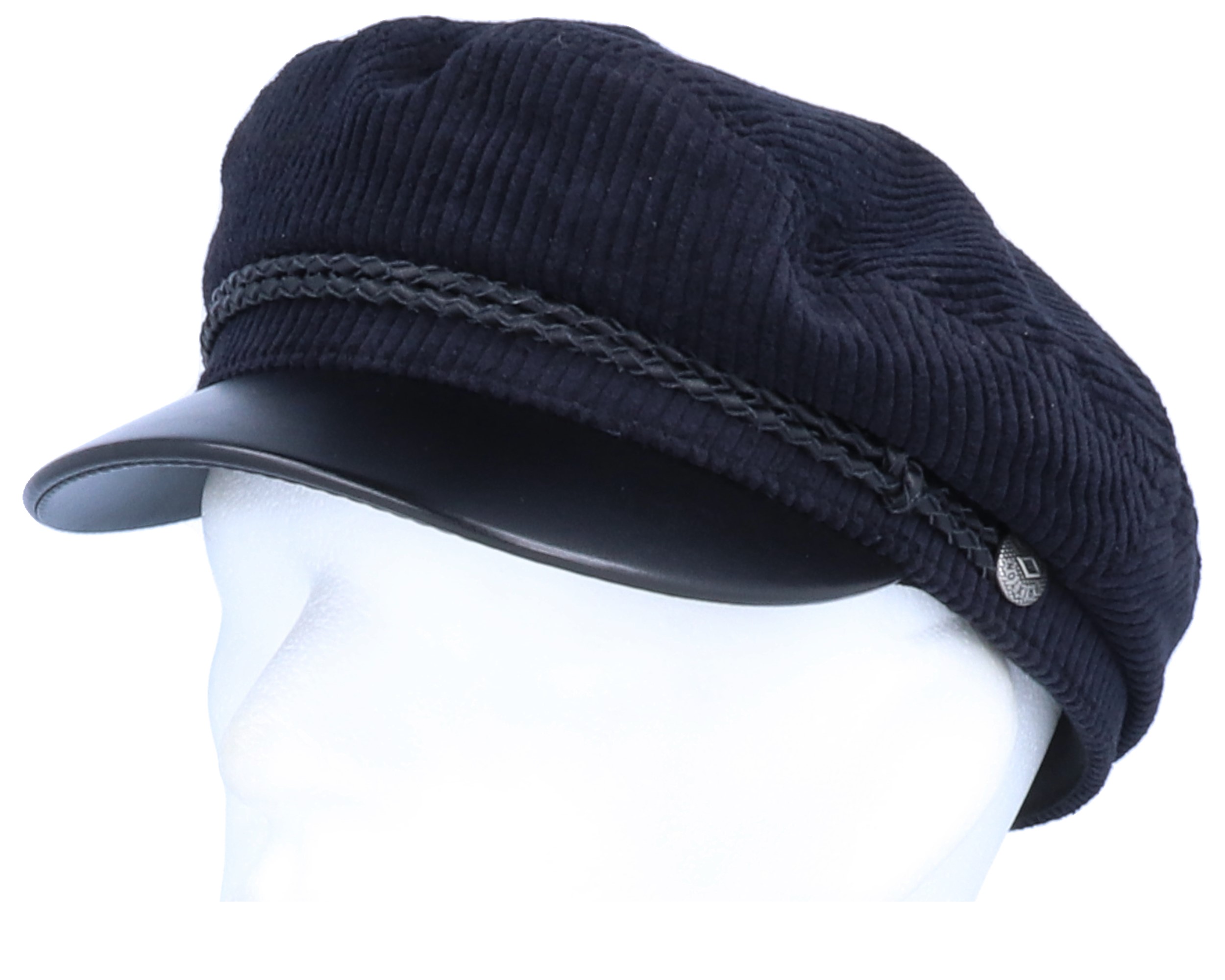 Fiddler Black/Black Leather Flat Cap - Brixton caps - Hatstoreworld.com