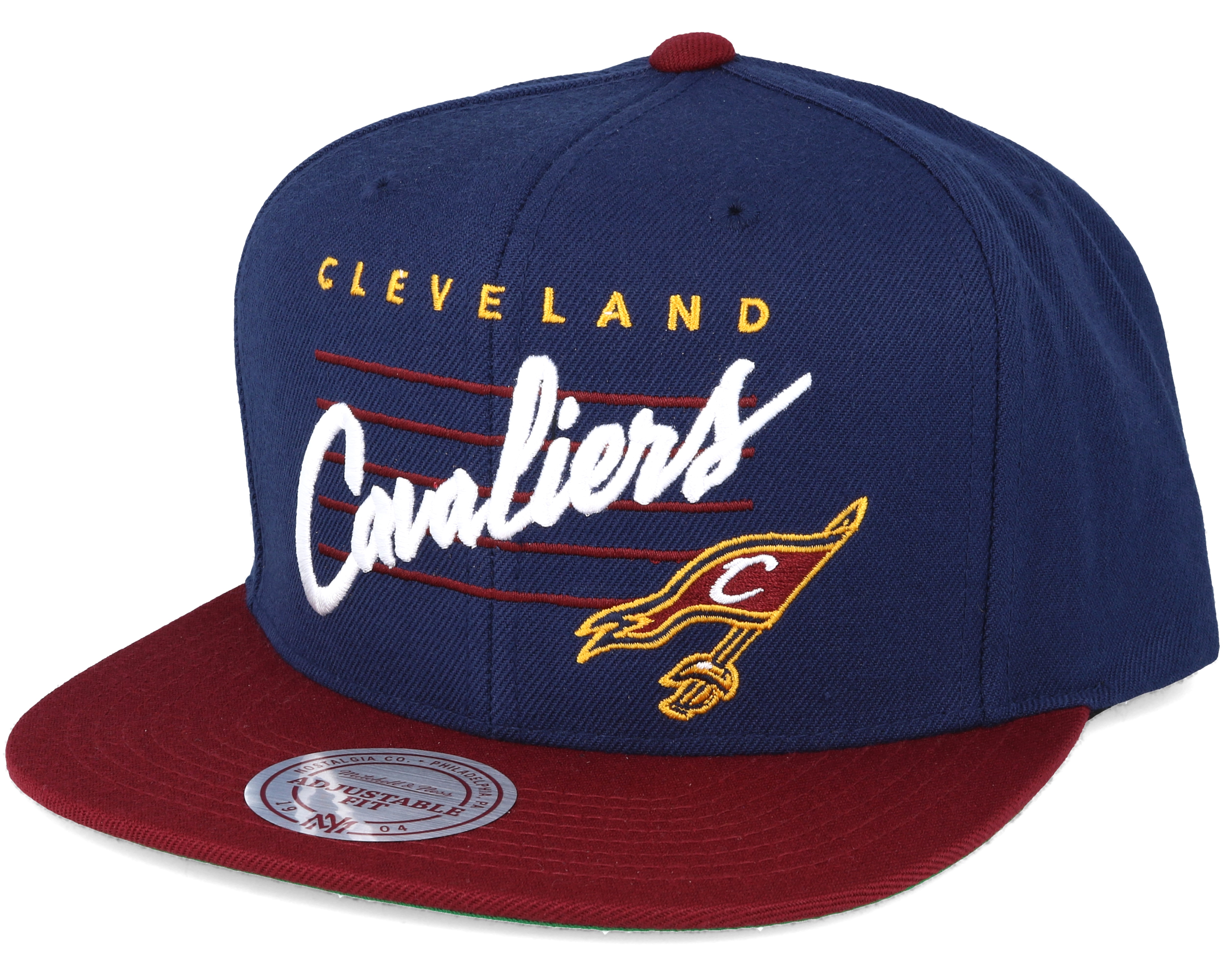 Cleveland Cavaliers Cursive Script Logo Navy Snapback - Mitchell & Ness ...