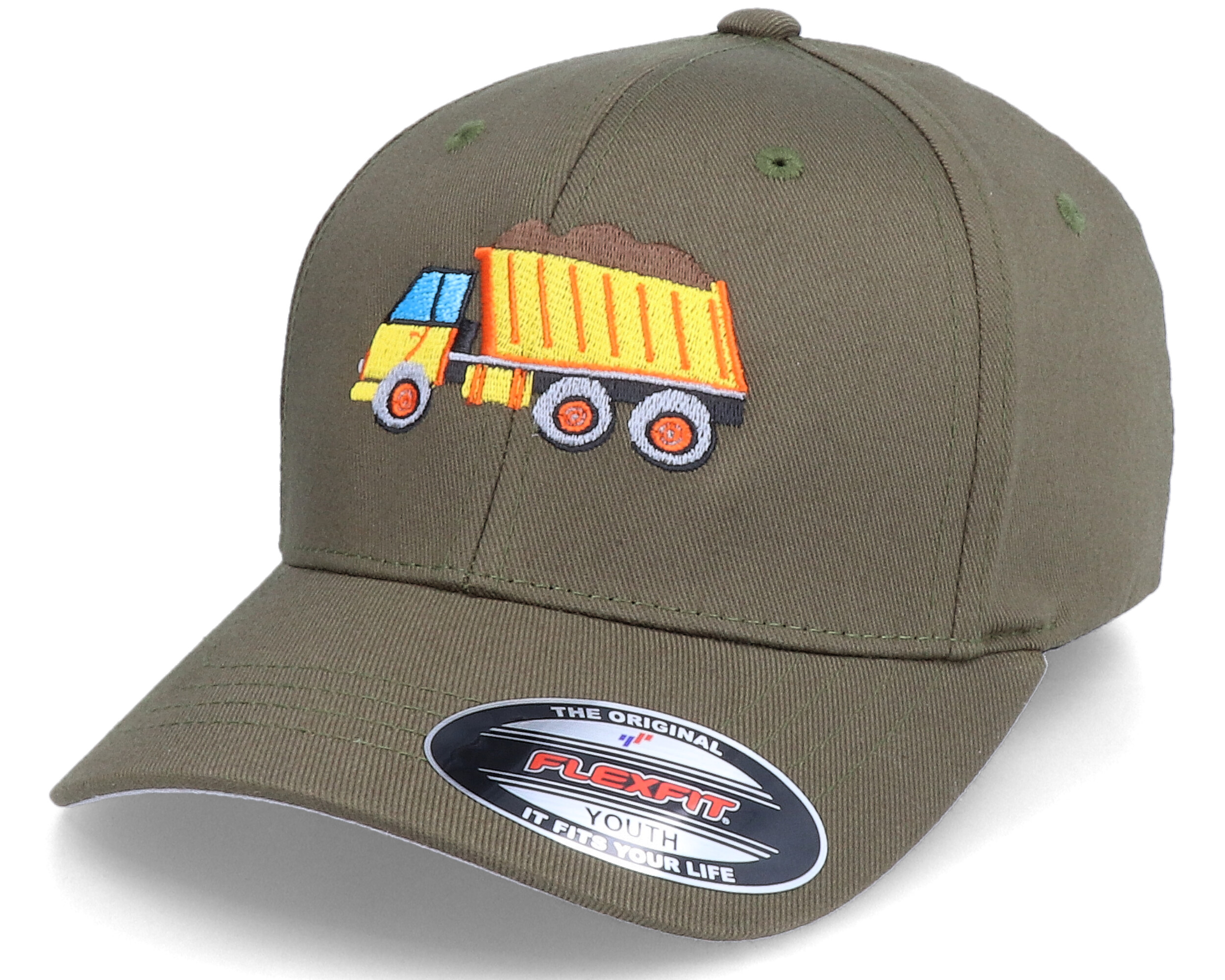 Kids Dump Truck Olive Flexfit - Kiddo Cap caps - Hatstoreworld.com